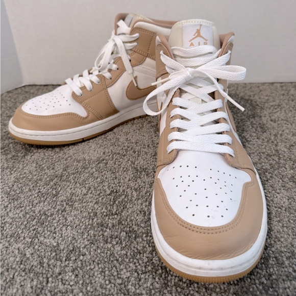Nike | Shoes | Nike Air Jordan White And Tan Hightop Sneakers | Poshmark